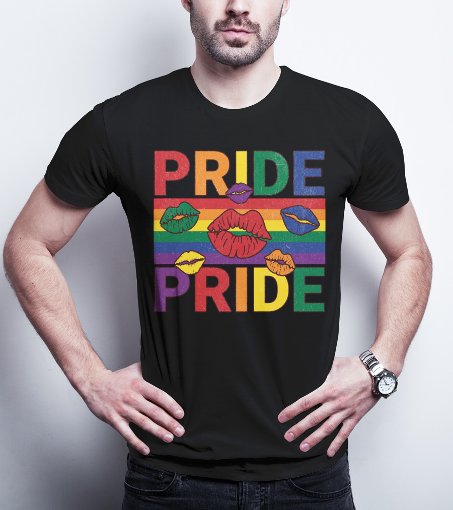Pride Kisses Rainbow Lips Pride T-Shirt