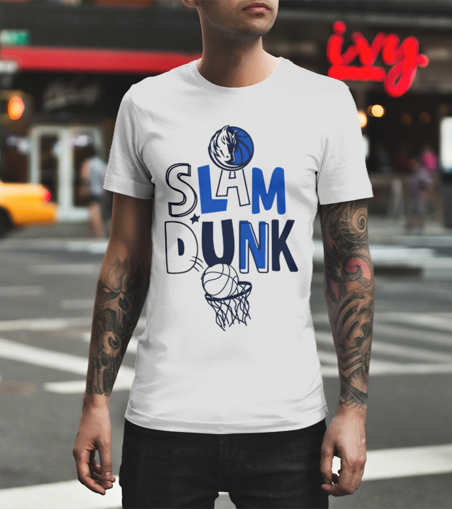 Dallas Mavericks NBA Slam Dunk Basketball T-Shirt