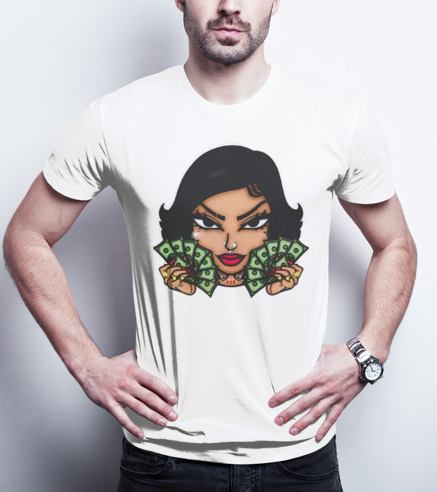 Mialani Aurora Holding Dollar Bills Cartoon T-Shirt