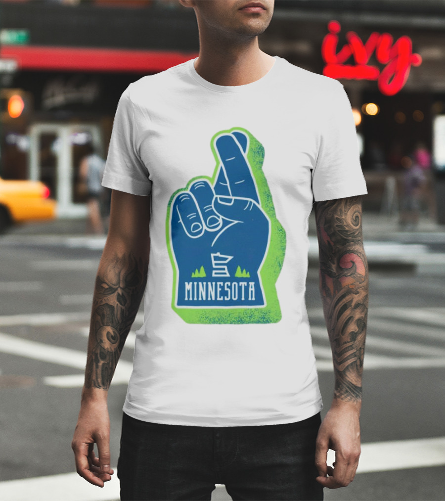 Minnesota Timberwolves Fingers Crossing Foam Hand T-Shirt