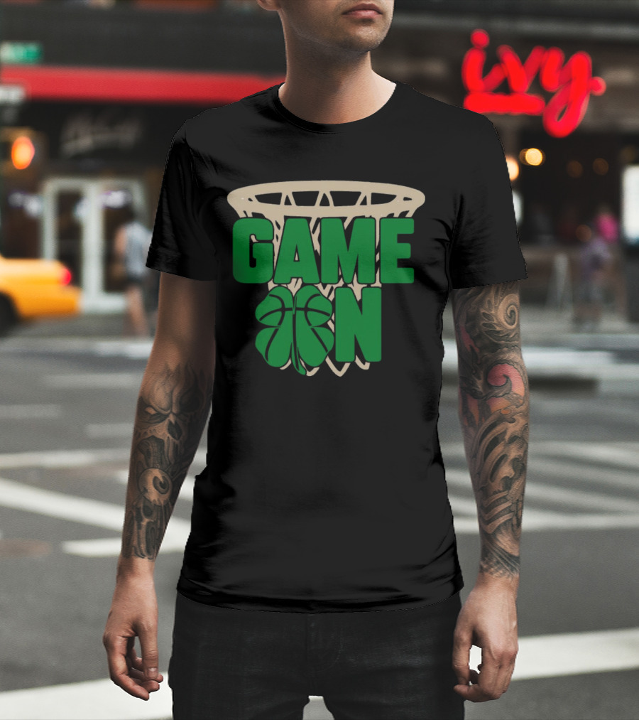 Boston Celtics Game On Basketball Net Clover T-Shirt