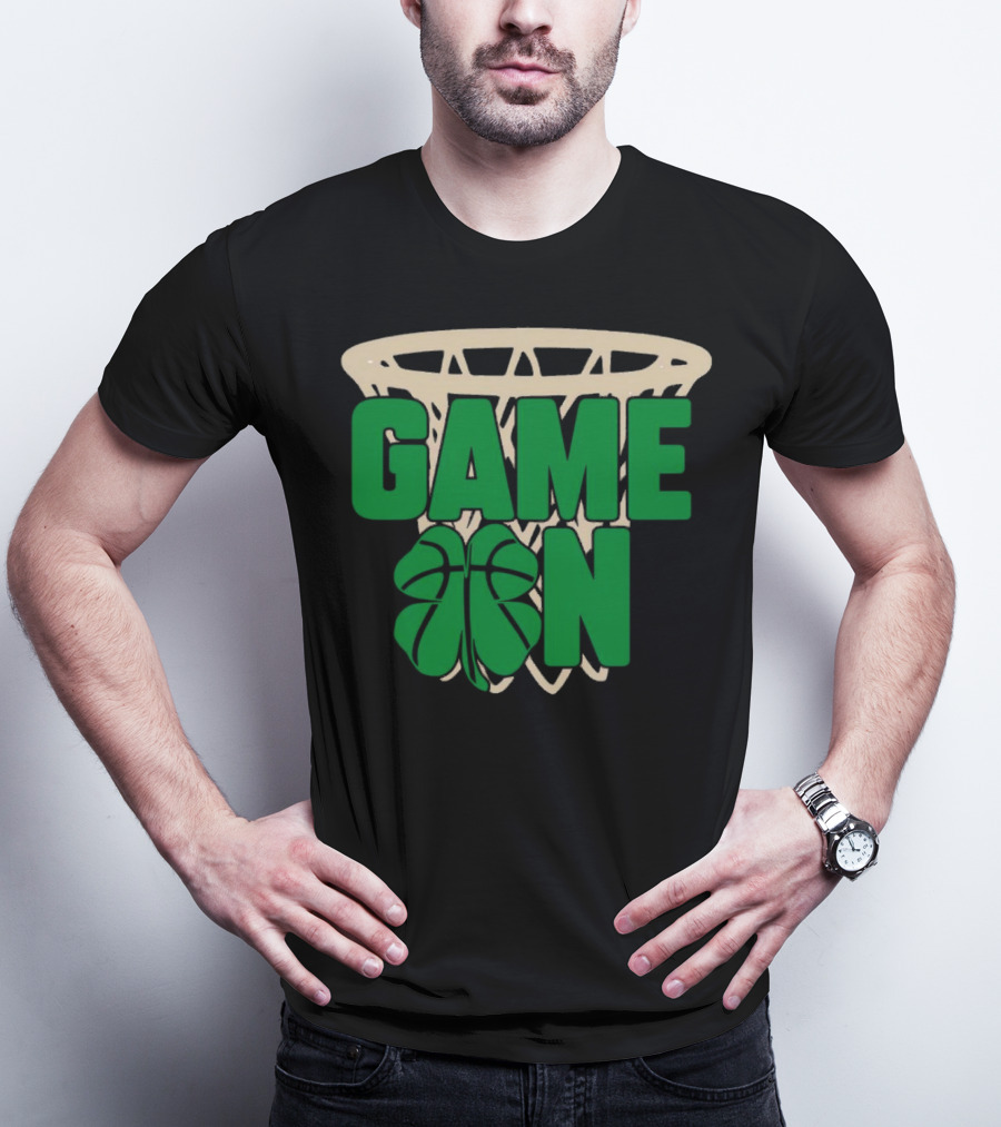 Boston Celtics Game On Basketball Net Clover T-Shirt