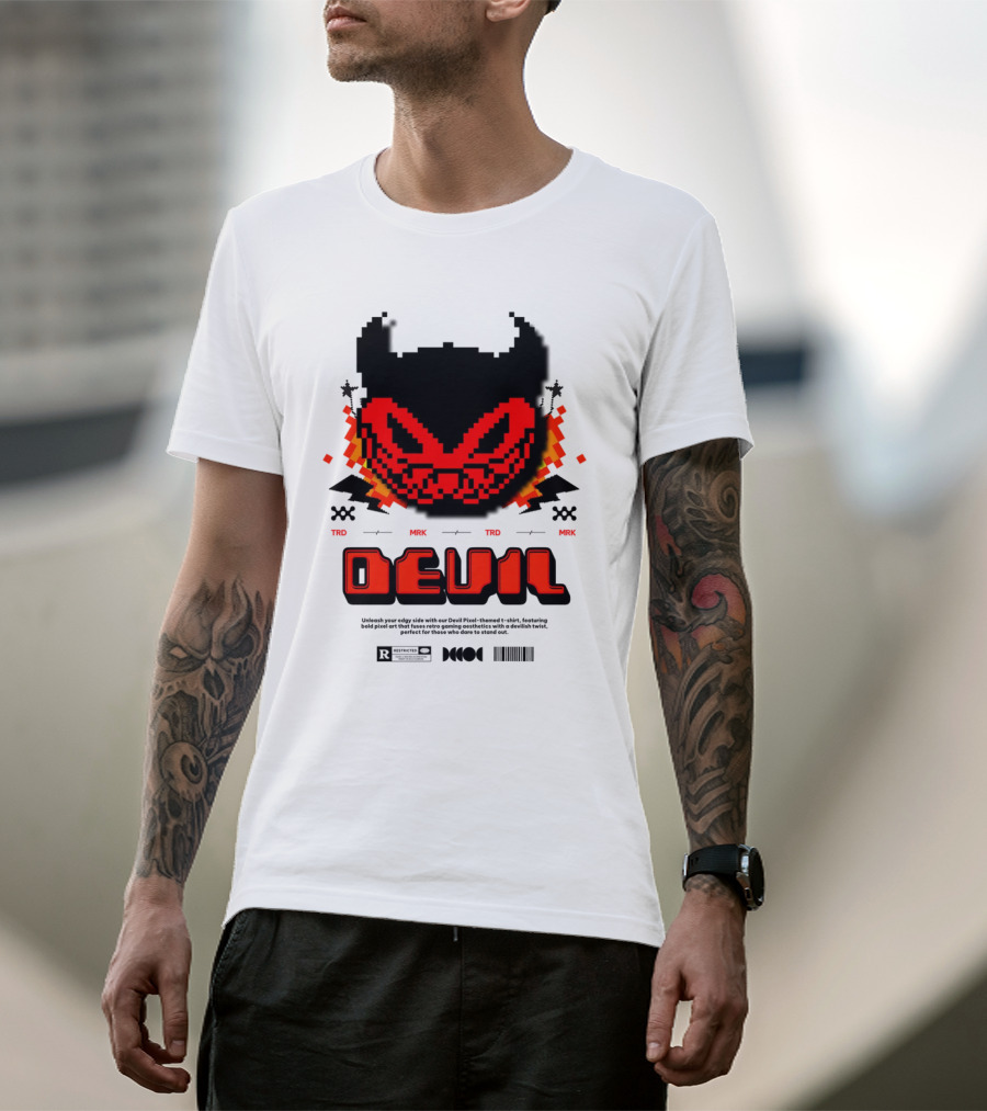 DEVIL PIXELS TRD MRK RETRO PIXEL ART FACE T-Shirt