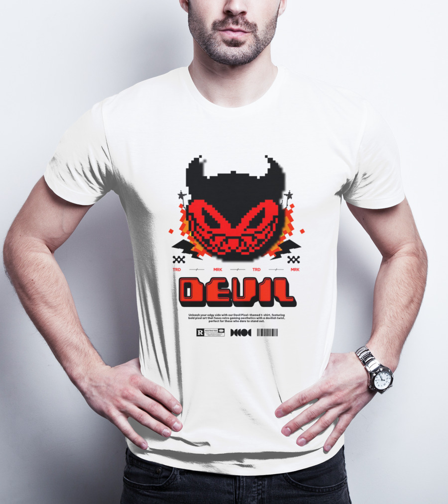 DEVIL PIXELS TRD MRK RETRO PIXEL ART FACE T-Shirt