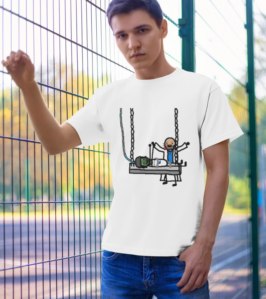 Dereck Its A Live-Ly Frankenstein Doctor With Green Zombie On Medical Table T-Shirt