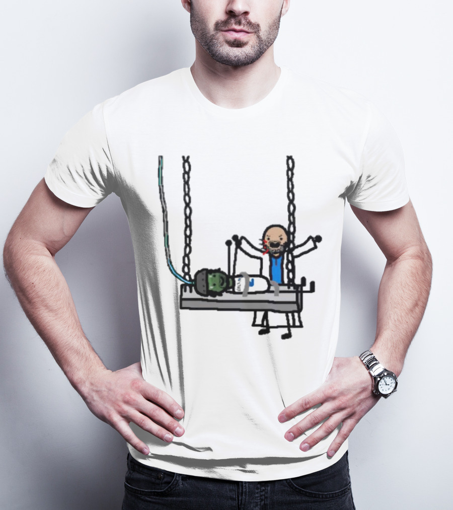 Dereck Its A Live-Ly Frankenstein Doctor With Green Zombie On Medical Table T-Shirt