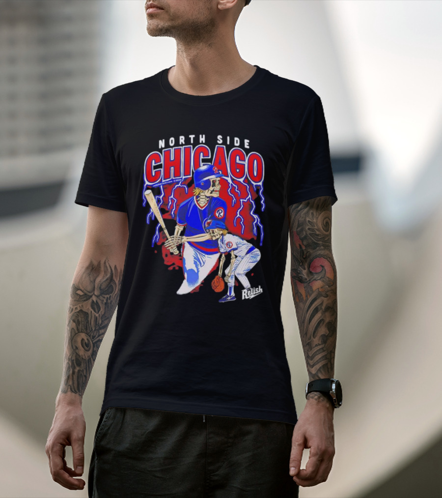 North Side Chicago Baseball Skeleton Relish T-Shirt