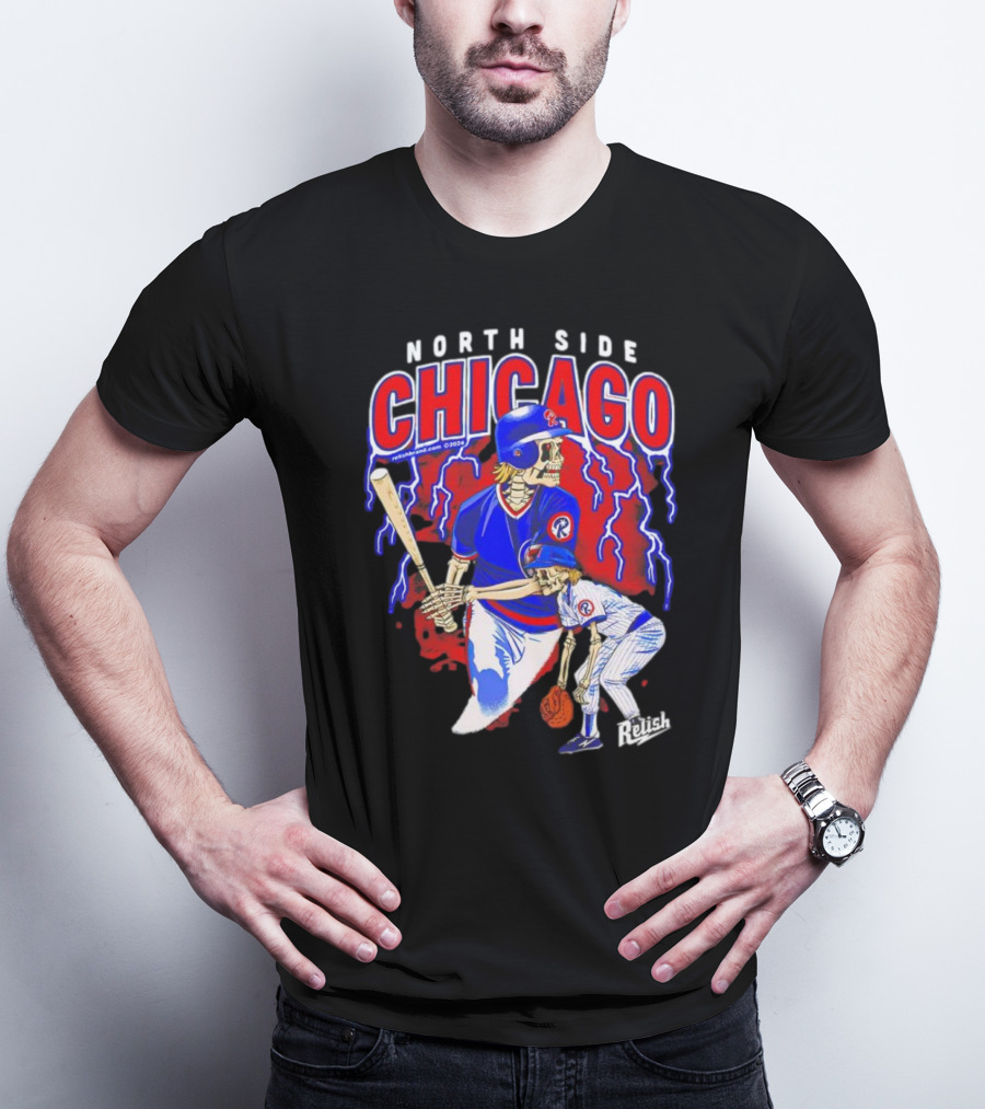 North Side Chicago Baseball Skeleton Relish T-Shirt