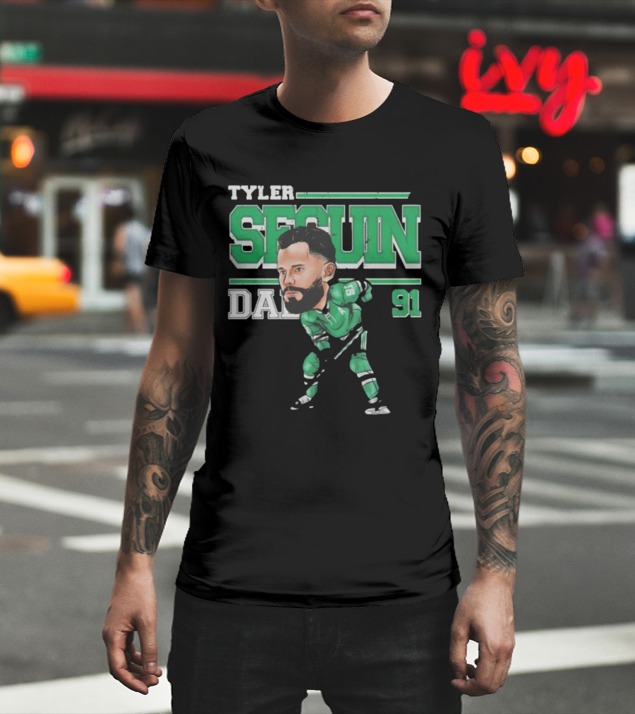 Tyler Seguin Dallas 91 Cartoon Hockey Player T-Shirt