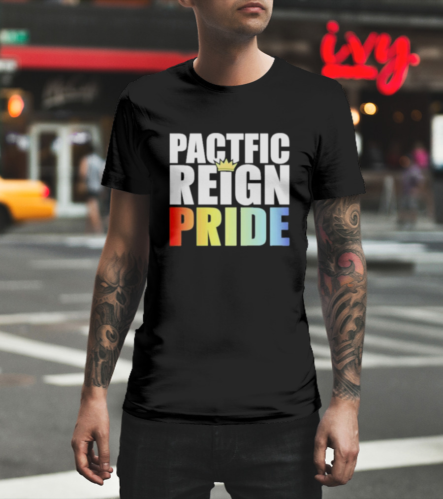 Pacific Reign Pride Crown Rainbow Colors T-Shirt