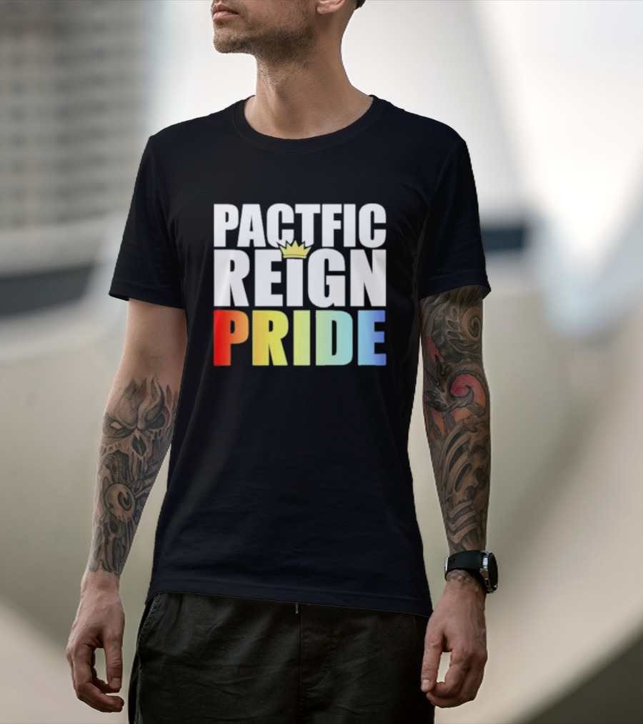Pacific Reign Pride Crown Rainbow Colors T-Shirt