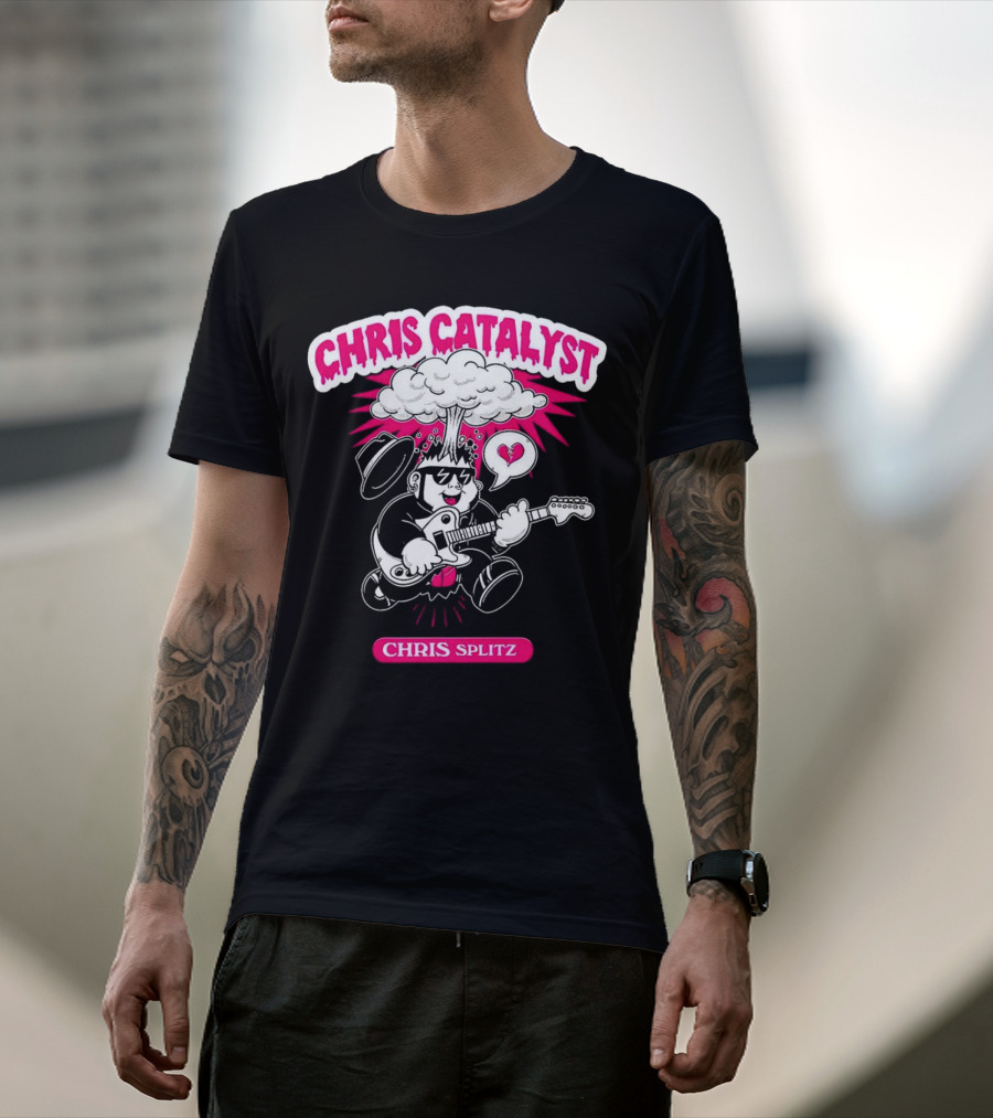 Chris Catalyst Chris Splitz Guitar Explosion Heart T-Shirt
