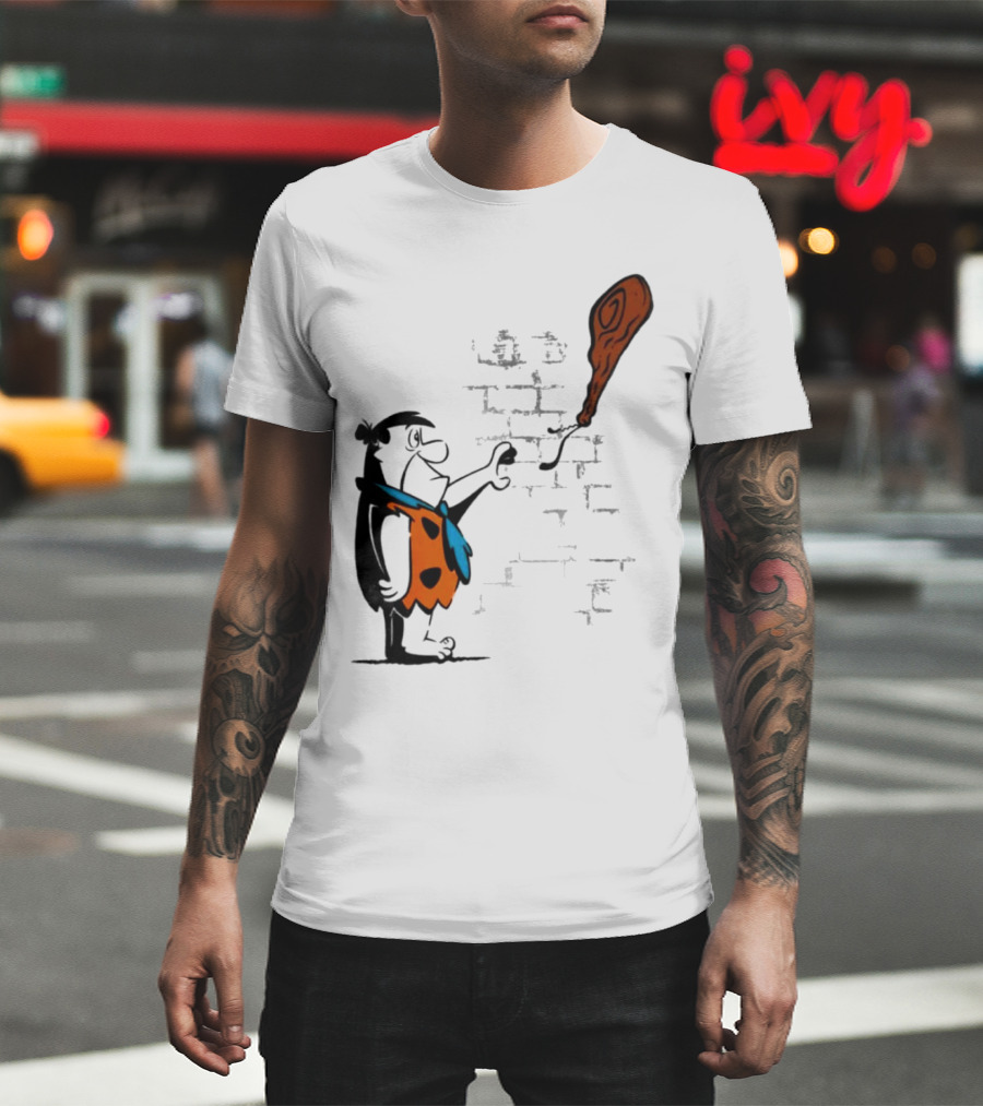 Fred Flintstone Balloon Meat Banksy Mashup T-Shirt
