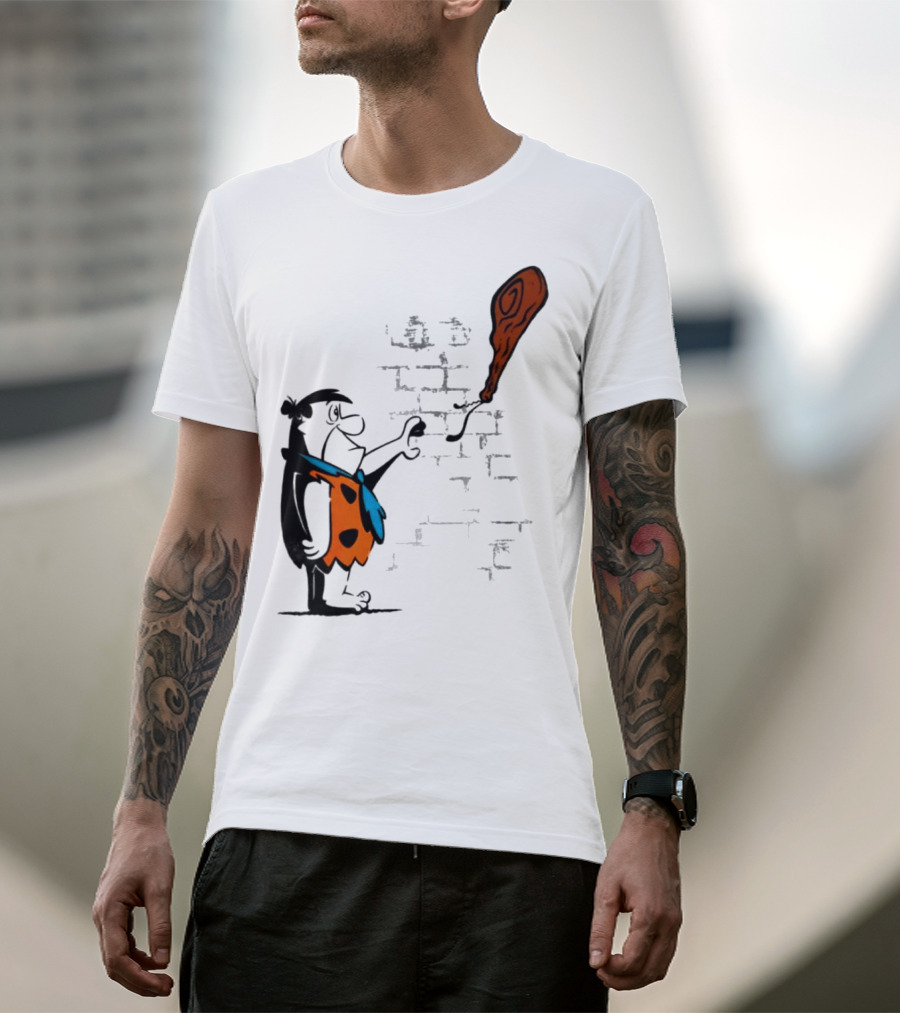 Fred Flintstone Balloon Meat Banksy Mashup T-Shirt