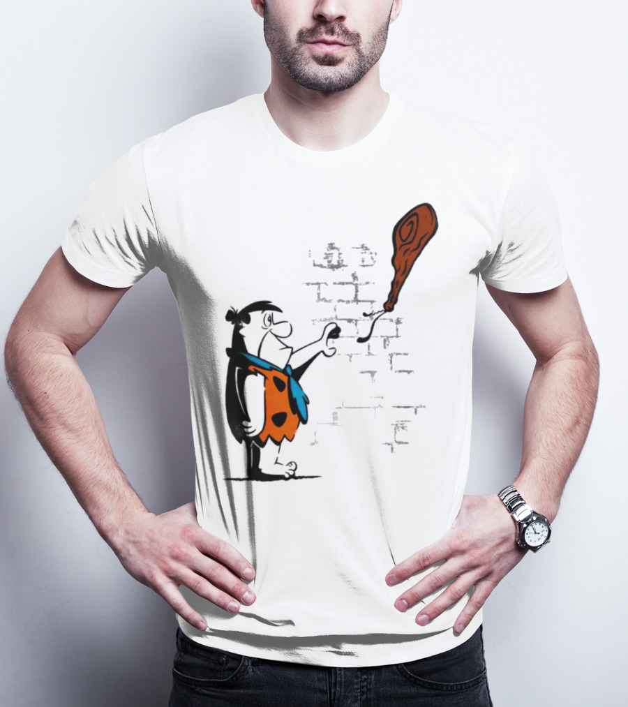 Fred Flintstone Balloon Meat Banksy Mashup T-Shirt