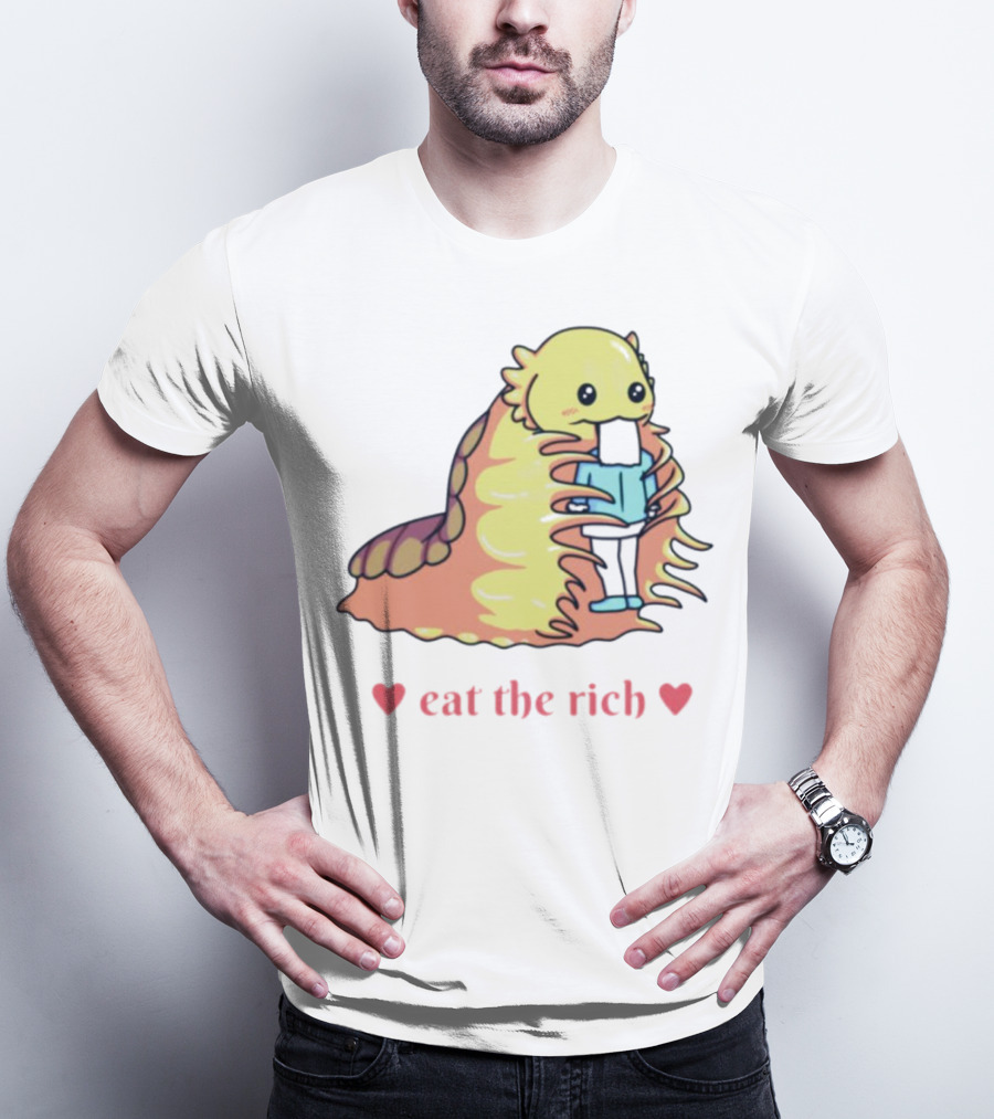 Heart Eat The Rich Space Slug Hugging Person T-Shirt
