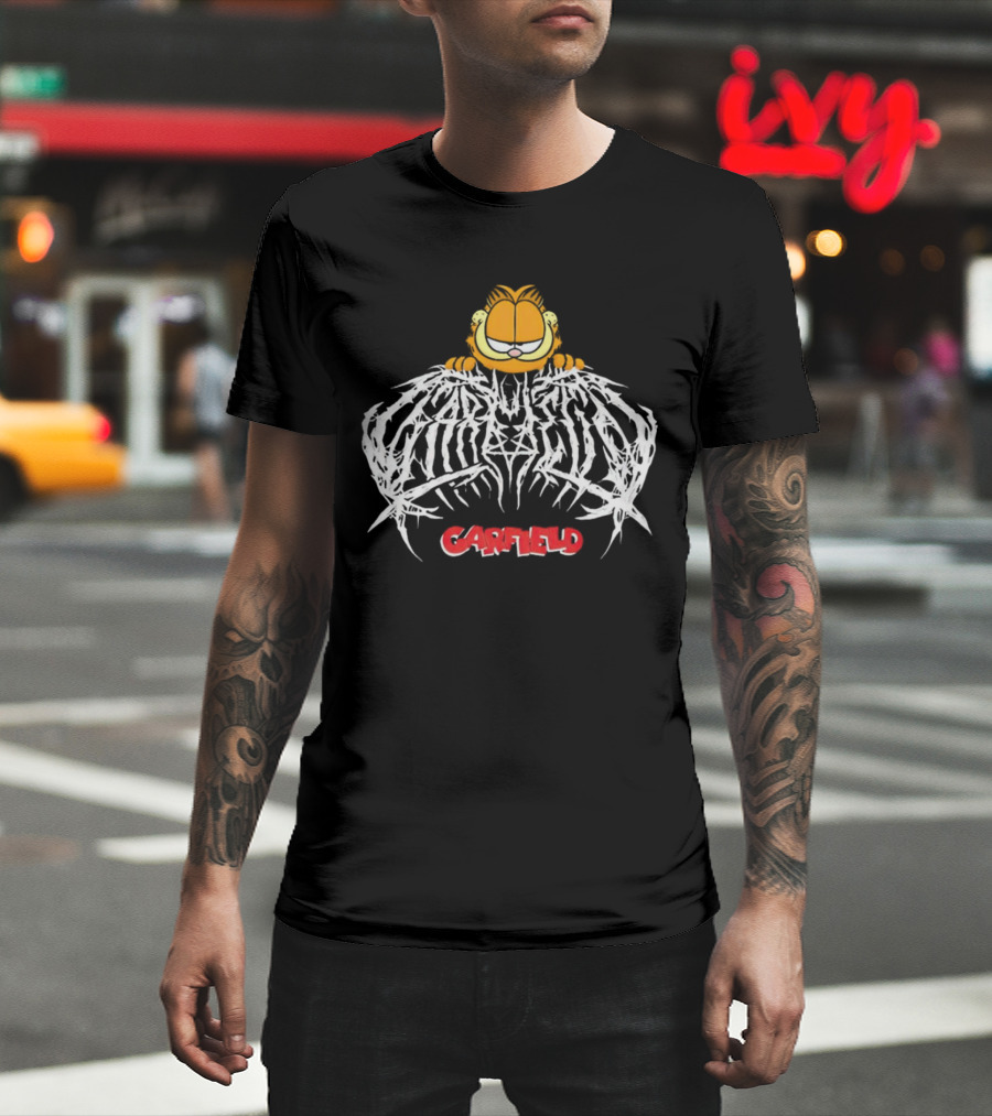 Garfield Death Metal Logo With Garfield T-Shirt