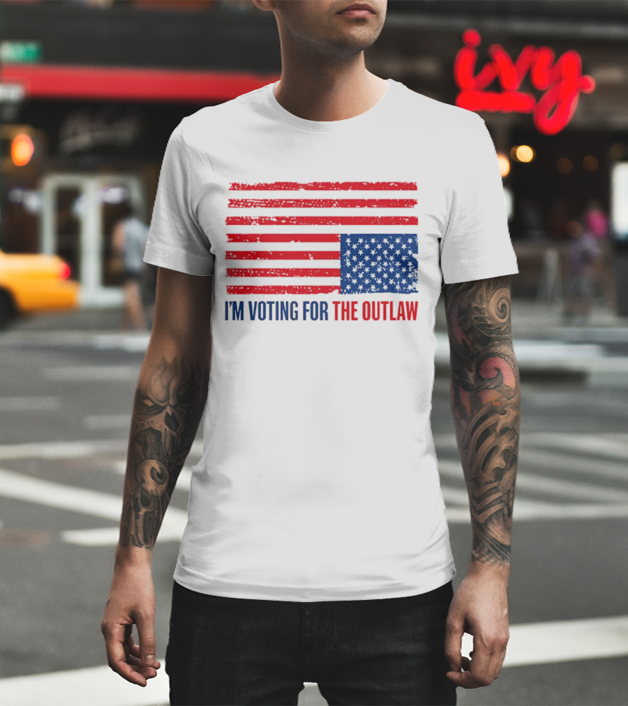 USA Flag I'm Voting For The Outlaw Distressed American T-Shirt