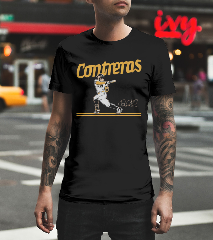 Contreras Milwaukee Brewers Slugger Swing Signature T-Shirt