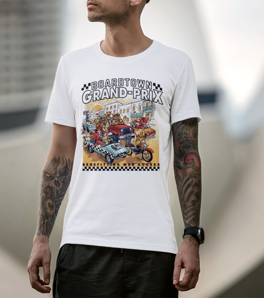 Boardtown Grand-Prix Colorful Animal Parade Benefit MSU Access T-Shirt