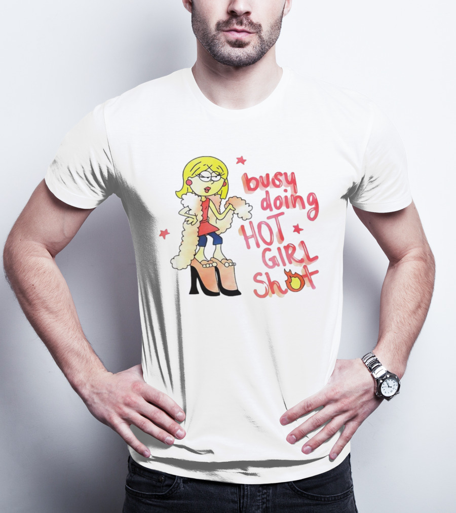 Busy Doing Hot Girl Shot Cartoon Style Fashion Humor T-Shirt