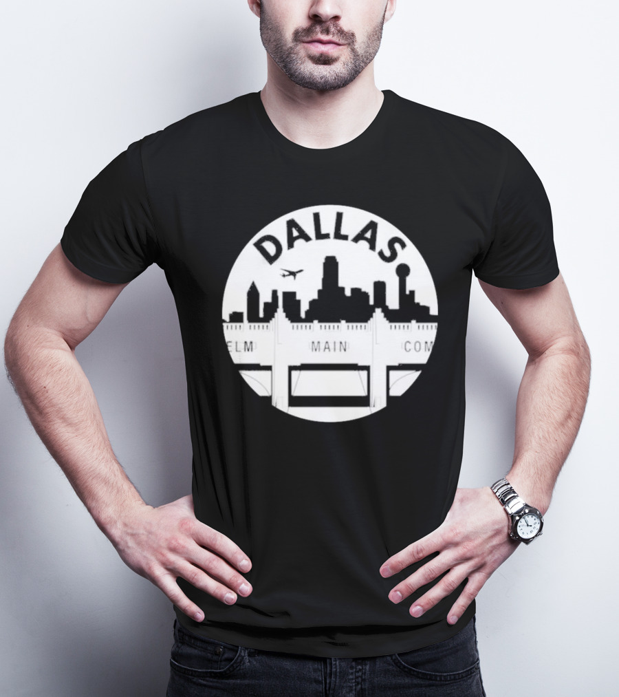 Triple Underpass Elm Main Commerce Dallas Skyline T-Shirt