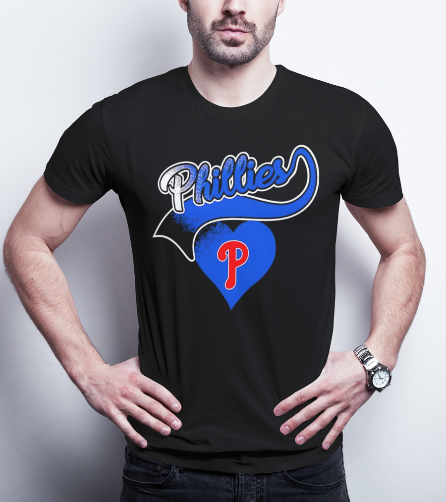 Phillies Heart Blue P Logo Baseball T-Shirt