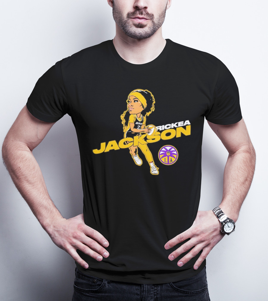 Rickea Jackson LA Basketball Player Icon In Yellow And Black T-Shirt