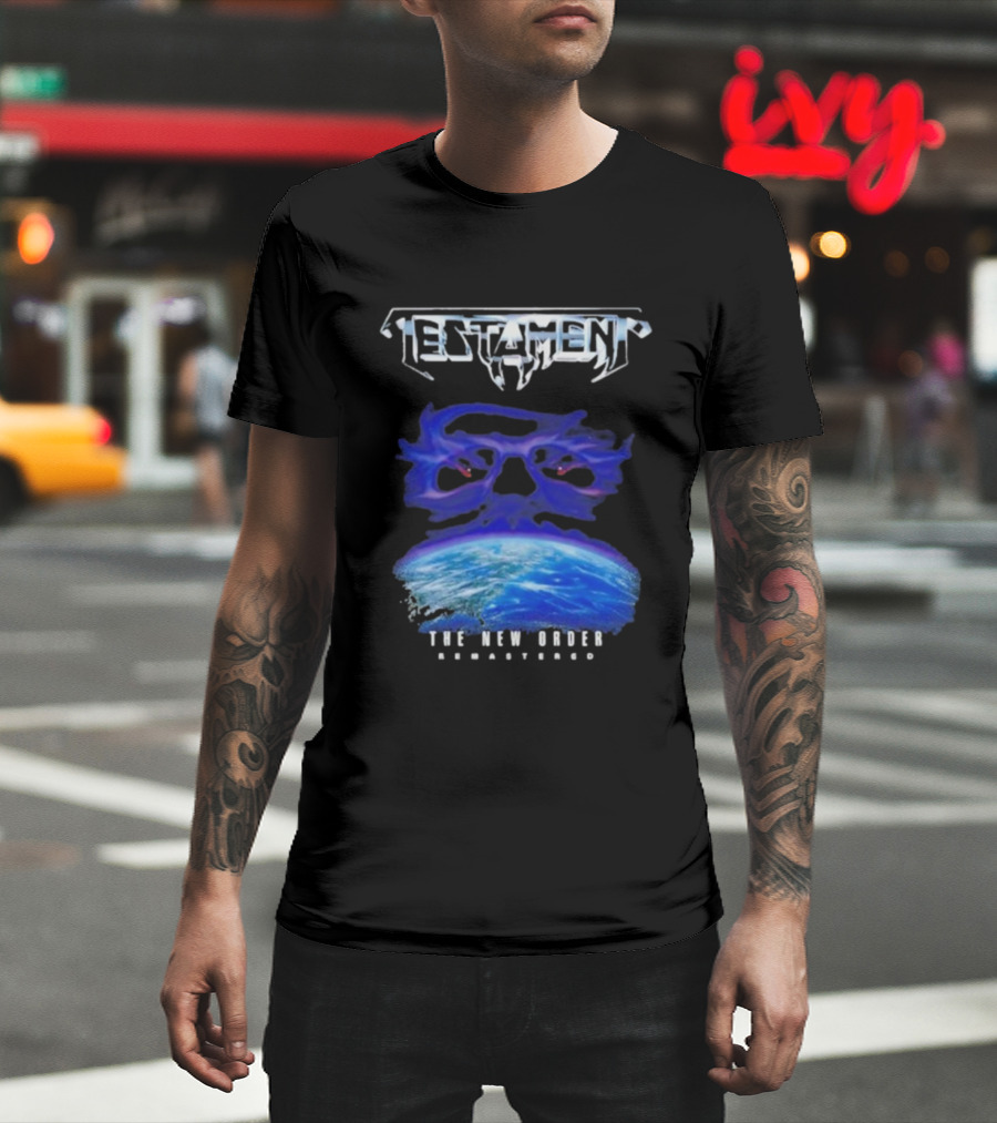 Testament The New Order Remastered Earth Skull T-Shirt