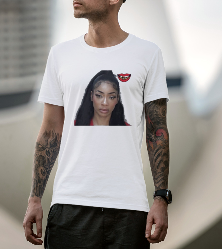 Tommie Lee Arrested Mugshot With Red Lips T-Shirt