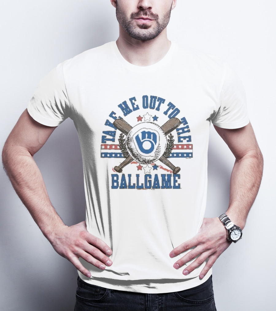 Milwaukee Brewers Take Me Out To The Ballgame Retro Baseball T-Shirt