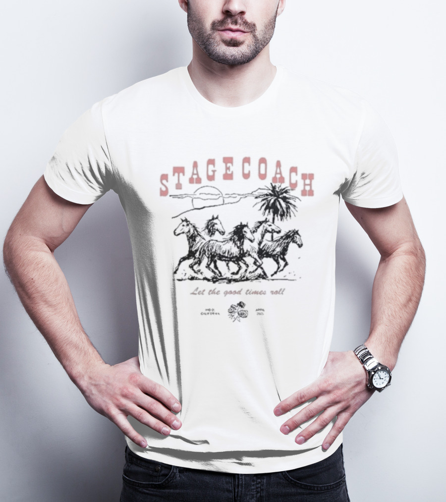 Stagecoach Horses Let The Good Times Roll Desert Scene Palm Sun T-Shirt