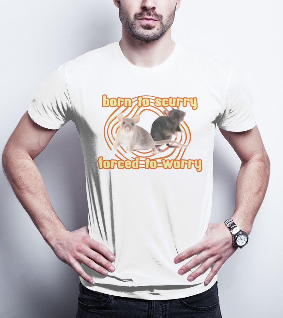 Born To Scurry Forced To Worry With Two Rats And Swirling Background T-Shirt