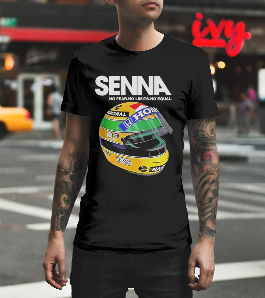 SENNA No Fear No Limits No Equal Honda Racing Helmet BOSS Nacional T-Shirt