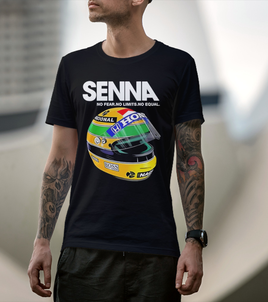 SENNA No Fear No Limits No Equal Honda Racing Helmet BOSS Nacional T-Shirt