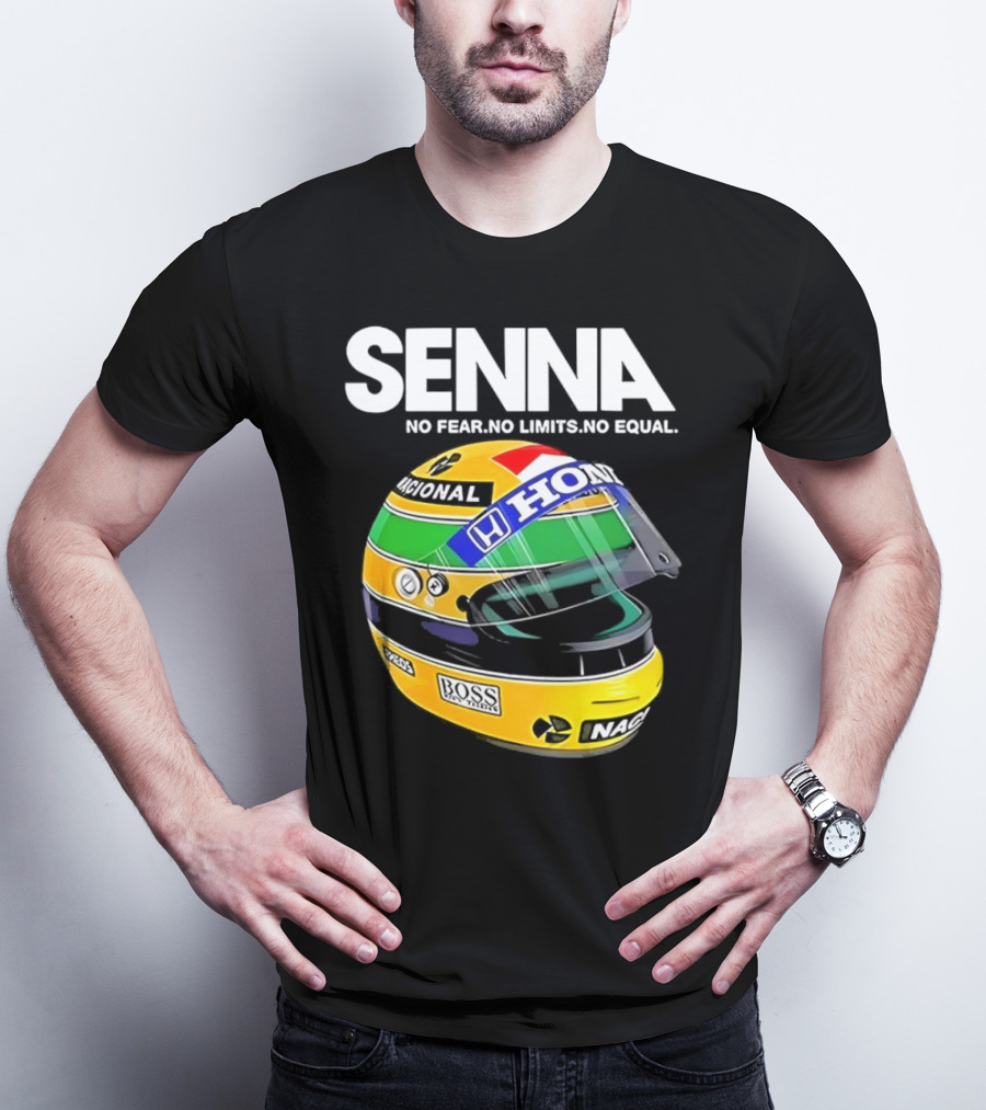 SENNA No Fear No Limits No Equal Honda Racing Helmet BOSS Nacional T-Shirt