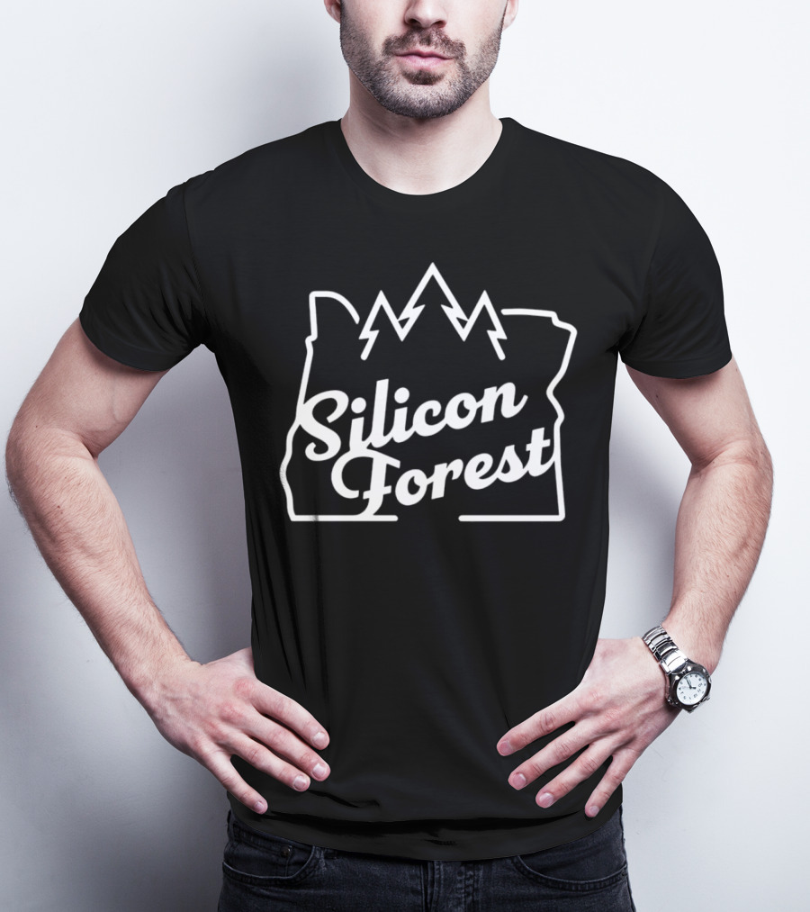 Silicon Forest Oregon State Outline With Trees T-Shirt