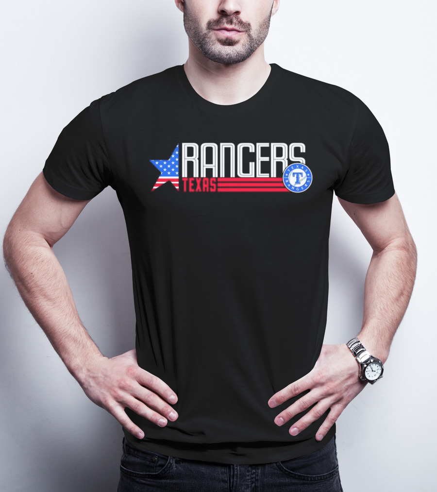 Texas Rangers Ameria Star USA Flag T-Shirt