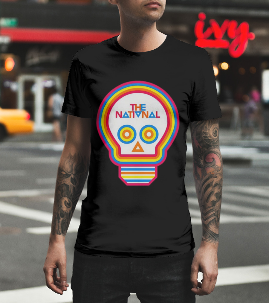 The National Lightbulb Skull Retro Rainbow T-Shirt