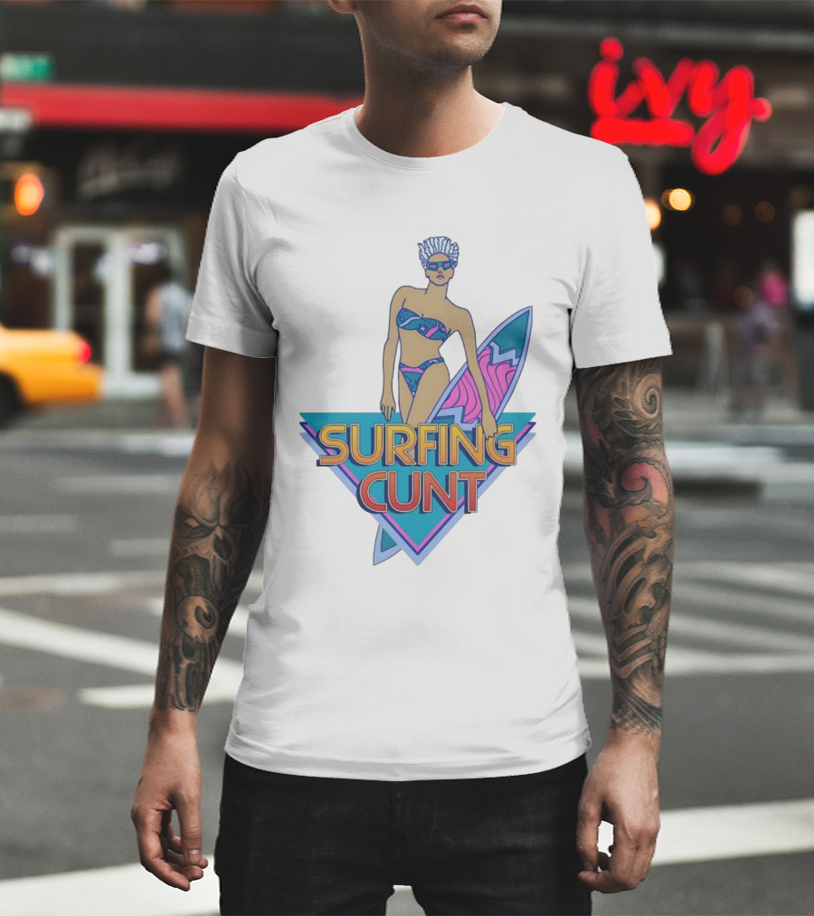 Surfing Cunt Retro Summer Vibes Surfer Girl Iconic T-Shirt