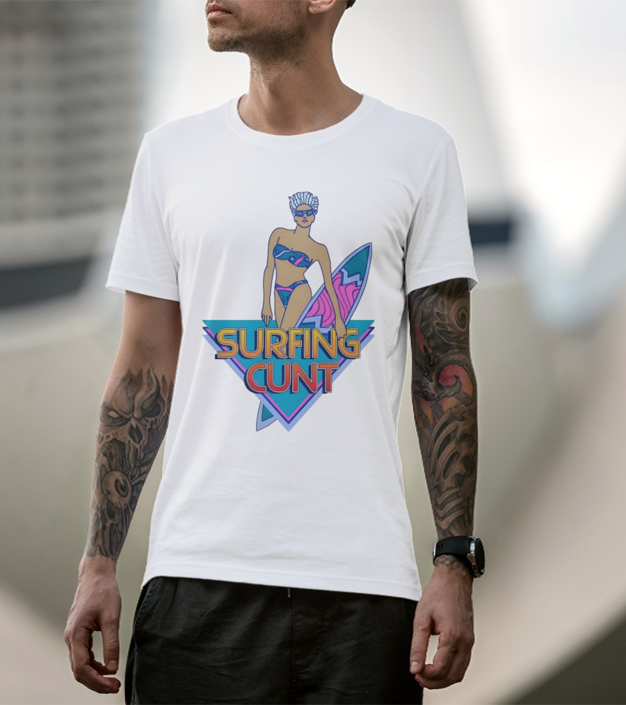 Surfing Cunt Retro Summer Vibes Surfer Girl Iconic T-Shirt