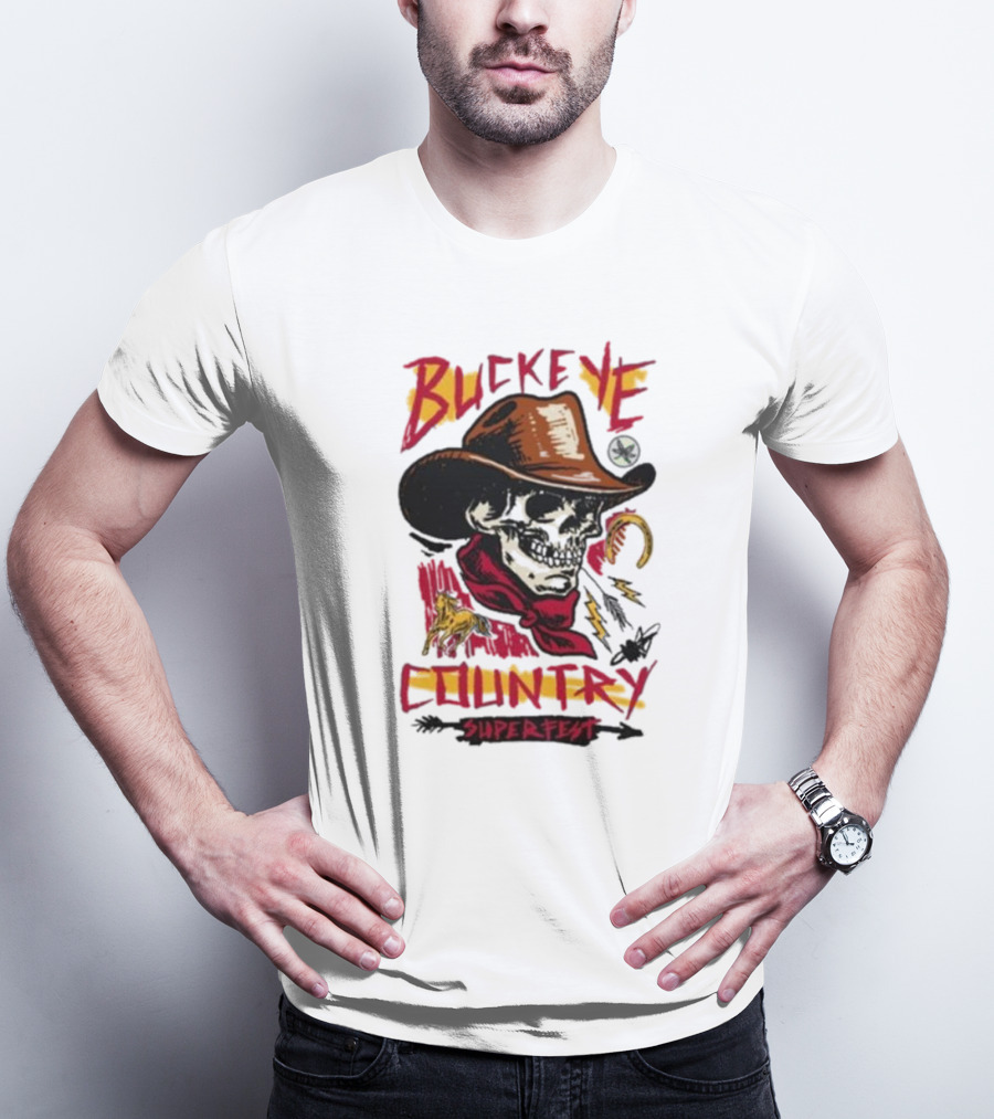Buckeye Country Superfest Skeleton Cowboy With Horse And Lasso T-Shirt