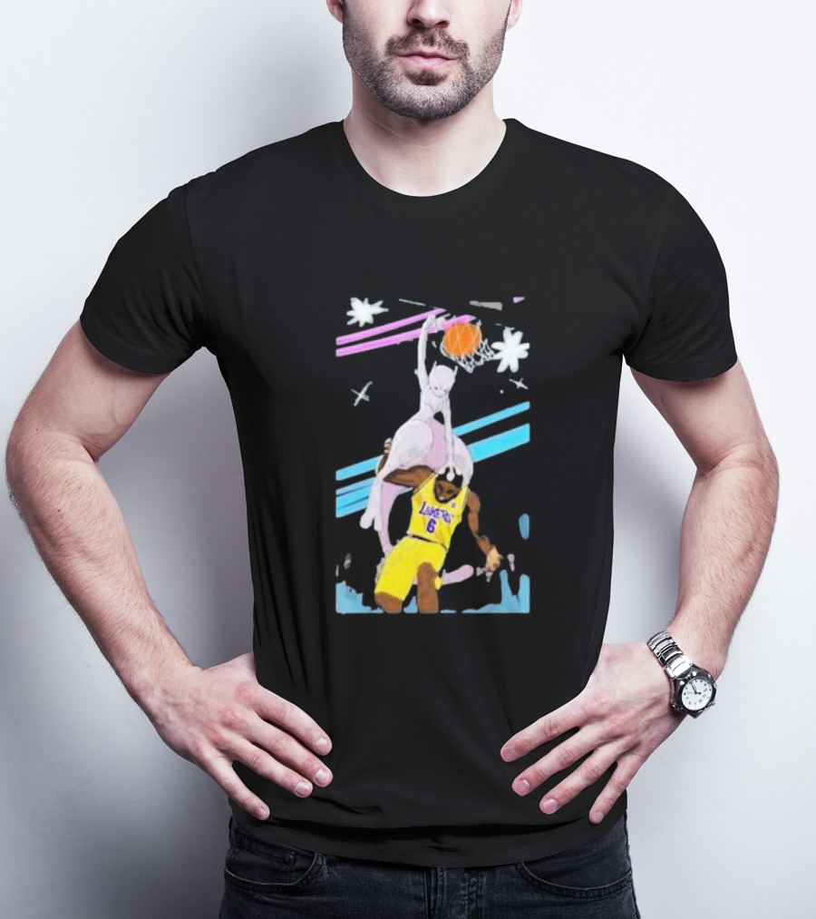 Mewtwo Dunking On Lakers Basketball Star Lebron James T-Shirt