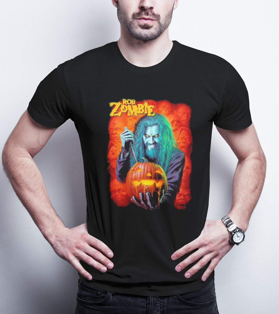 Rob Zombie Hellbilly Deluxe Halloween Pumpkin Horror T-Shirt