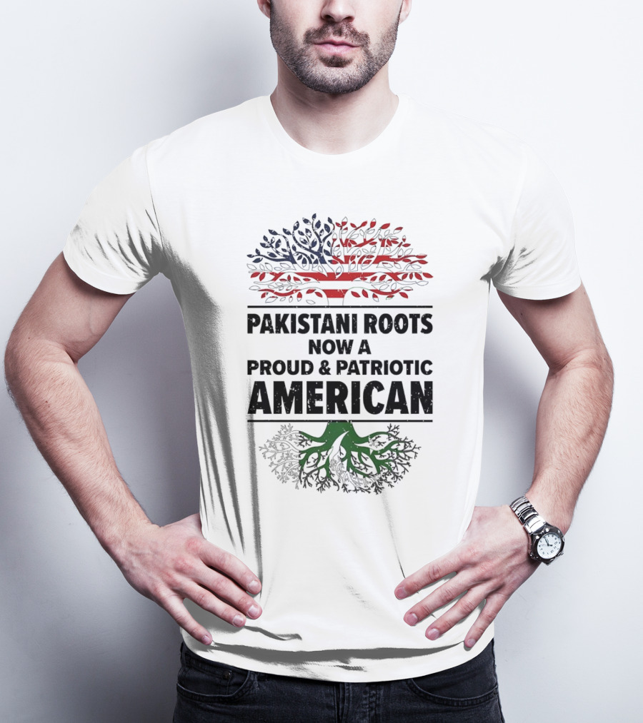 Pakistani Roots With Proud Patriotic American Flag Symbolism T-Shirt