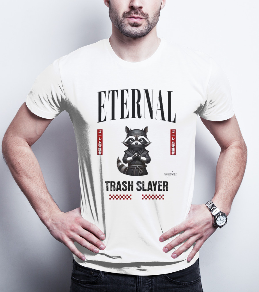 Eternal Ninja Trash Slayer Worldwide Raccoon T-Shirt