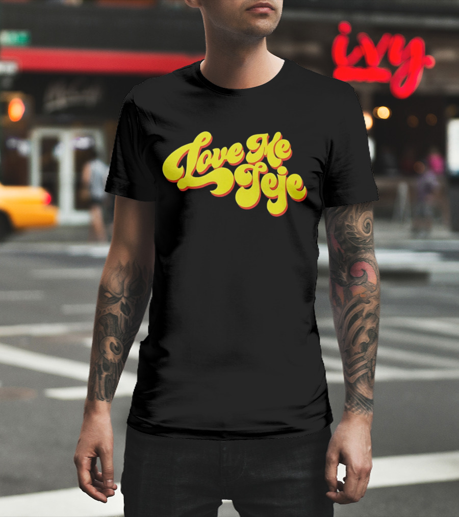 Love Me Jeje Retro Style Text Yellow And Red Groovy Font T-Shirt