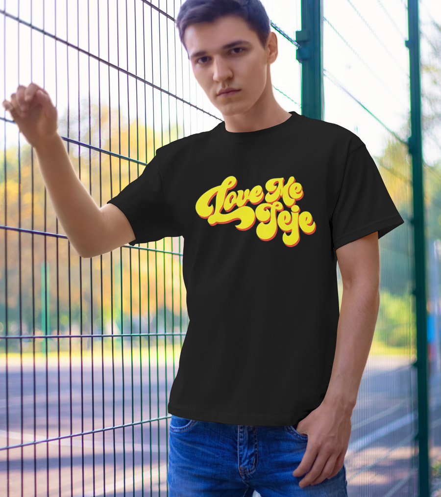 Love Me Jeje Retro Style Text Yellow And Red Groovy Font T-Shirt