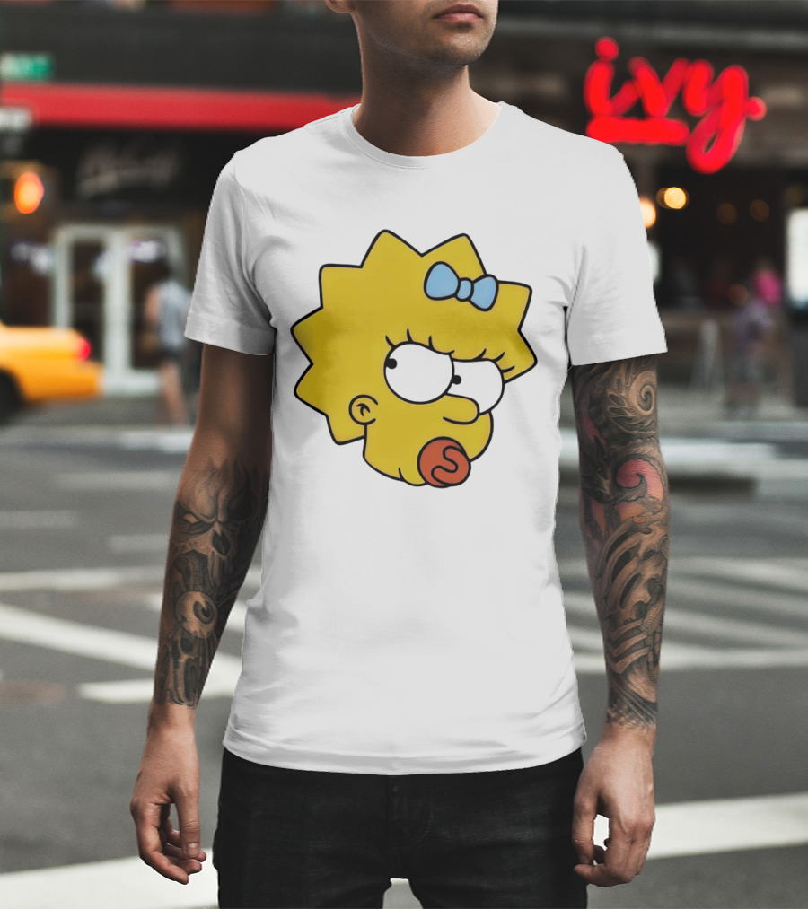Manicita The Simpsons Maggie Angry Face With Pacifier And Bow T-Shirt
