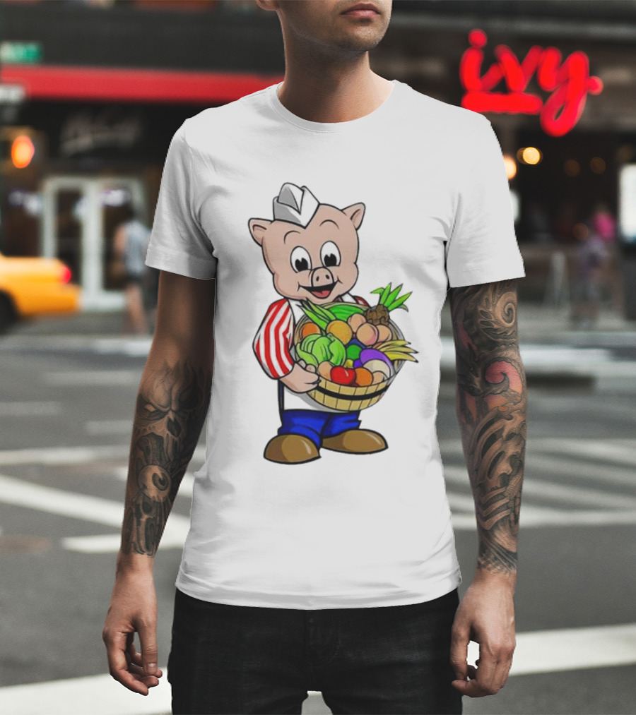 Piggly Wiggly Palmetto Pig With Basket Of Fresh Vegetables T-Shirt